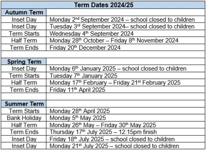 Term Dates - Kingstone & Thruxton Primary School - Achieving Success ...